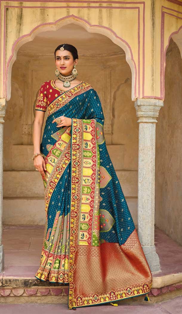 Blue Colour Wedding Sarees